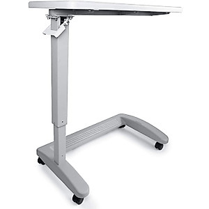 Vaunn FSA/HSA Eligible, Medical Adjustable Overbed Bedside Table with Wheels (Hospital and Home Use), New Tabletop, Light Gray