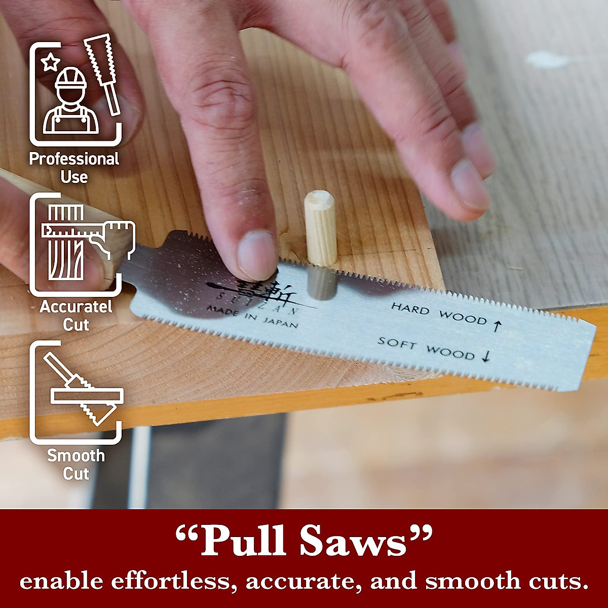 SUIZAN Japanese Flush Cut Saw Small Hand 5 Inch Pull for Hardwood and Softwood Woodworking tools Trim