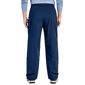 Men's Rain Pants, Waterproof Rain Over Pants Lightweight Packable Windproof Hiking Pants Outdoor Golf Work Navy