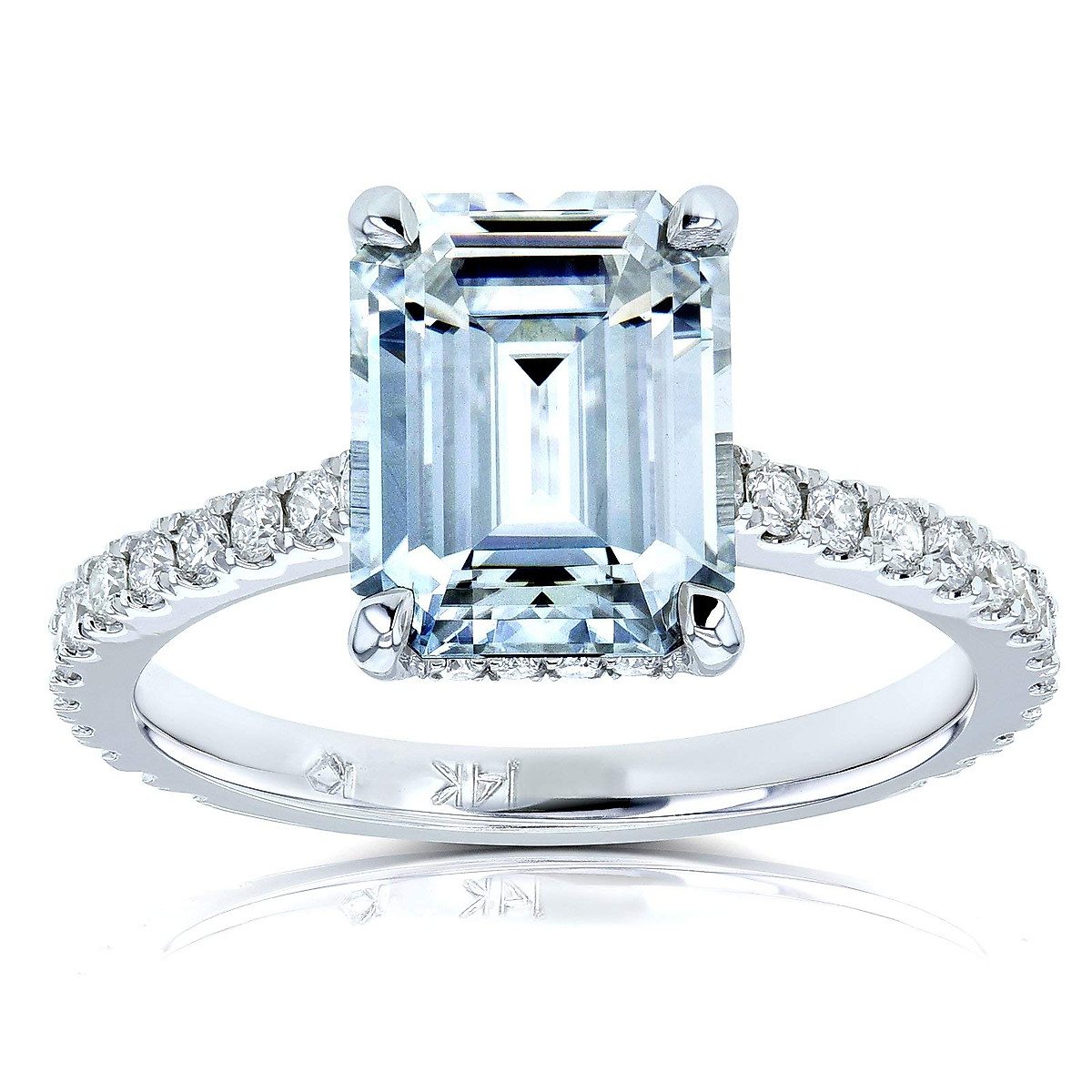 Kobelli Emerald-cut Forever One Moissanite Engagement Ring 2 7/8 CTW 14k White Gold, 6