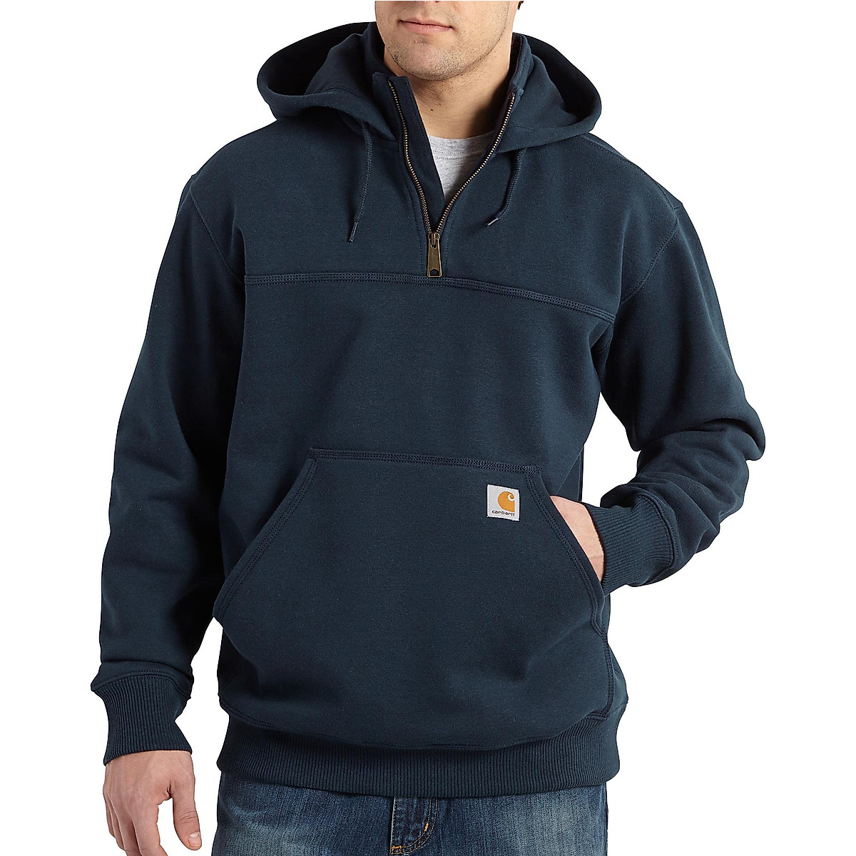 Carhartt Men's Big Rain Defender Loose Fit Heavyweight Quarter-Zip Sweatshirt, New Navy, X-Large Tall