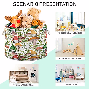 Kigai Mushroom Gnome Cotton Rope Basket Large Round Baby Laundry Basket Toy Blanket Books Storage Bin for Bedroom Bathroom Nursery Home Decor