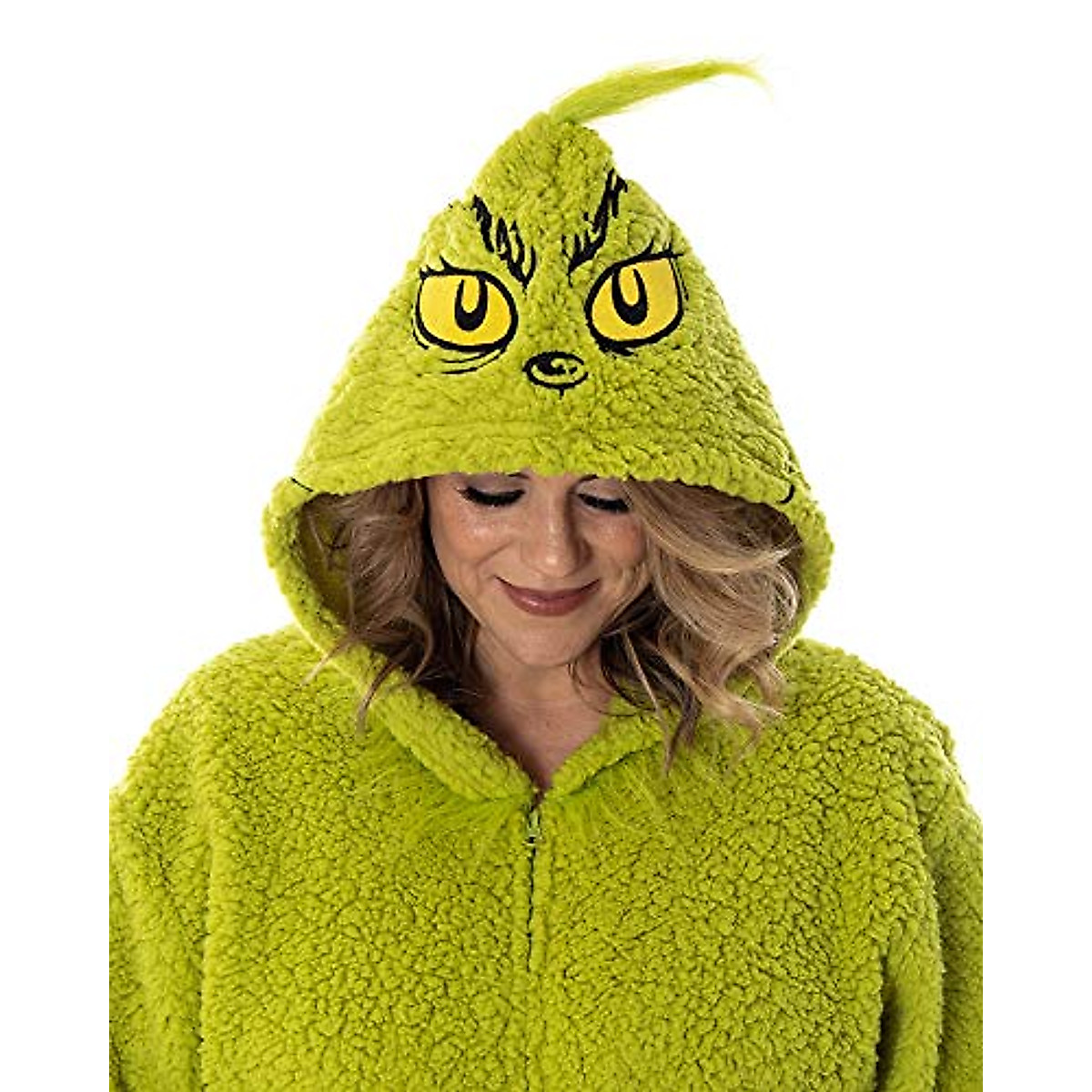 Dr. Seuss The Grinch Who Stole Christmas Matching Family Costume Pajama Sherpa Union Suit For Women Men (MD)