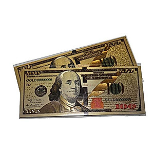 3 Premium Bookmarks for ,Gold $100 Bills - High Quality Thick Book-Mark to Promote Reading with One Hundred Dollar USA Bank Note Design - Great Prize for Classrooms, Book Clubs, Libraries (3 Pack)
