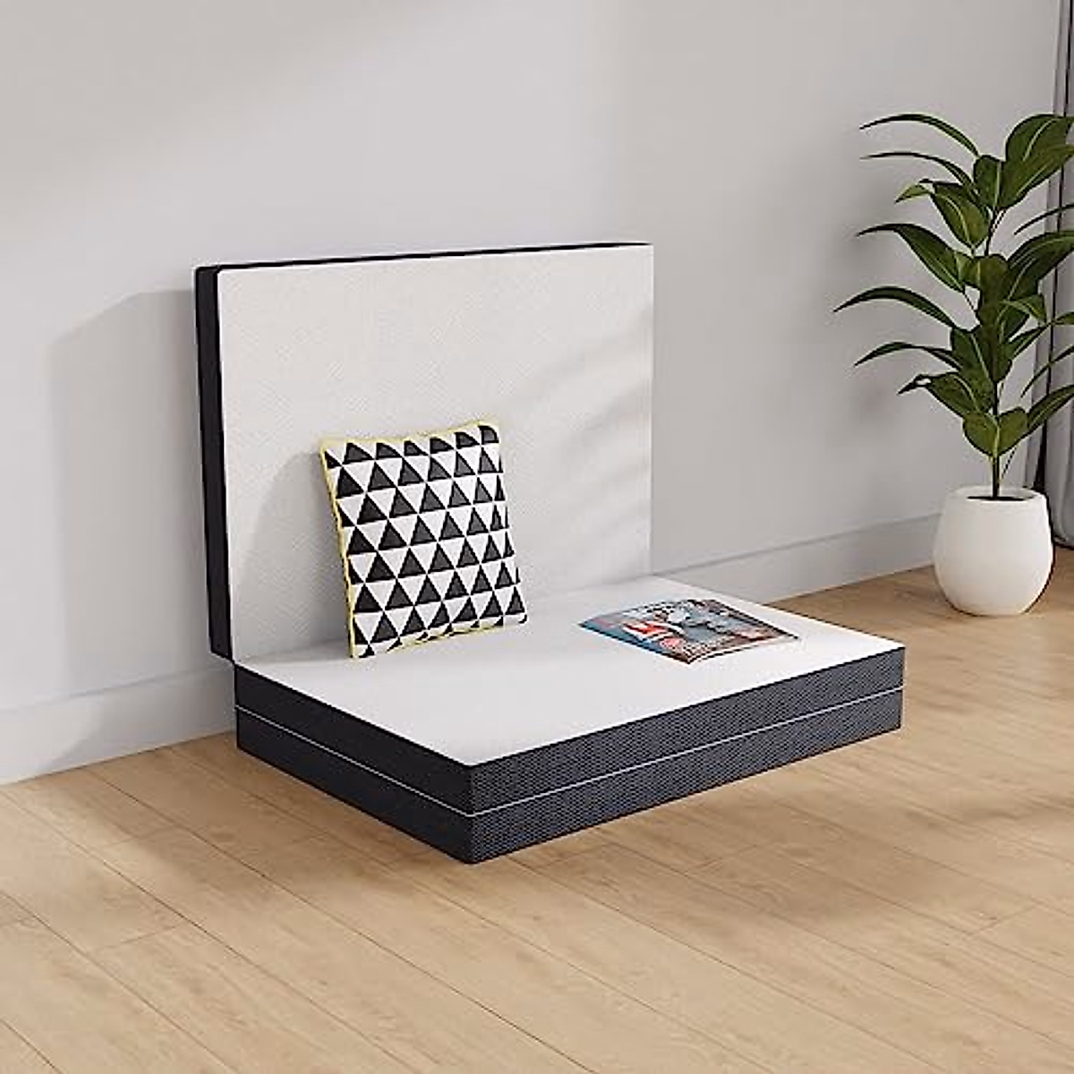 HWGEBY 4 Inch Twin Mattress, Trifold Mattress with Breathable & Washable Cover, Foldable Mattress for Camping, Guest, Floor RV, CertiPUR-US Certified, Folding Mattress - 75" x 38" x 4" (Twin