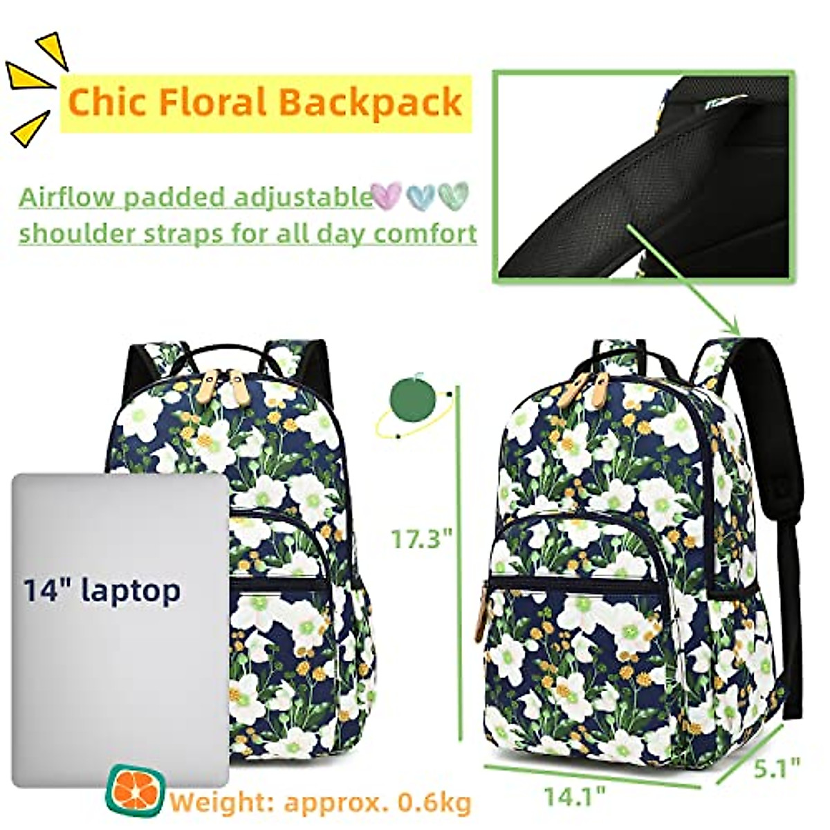 Leaper Water-resistant Sunflower Laptop Backpack Travel Bag Satchel College Backpack
