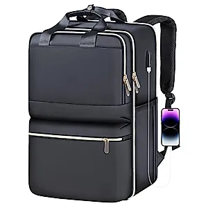 ZMMMA Laptop Backpack for Women, Women Laptop Bag 15.6 inch, Travel Laptop Backpack Purse Anti-theft with USB Port, Stylish Womens Backpack for Business Work Travel College School Bookbag, Black