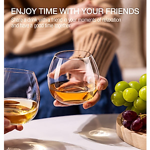 OJA Stemless Wine Glasses Set of 4, Red White no Stem Wine Glasses, Premium Crystal Wine Glass, Clear, Dishwasher Safe, Sturdy Drinking Glass, 13.5oz, Unique Gift for Anniversaries, Birthday, Wedding