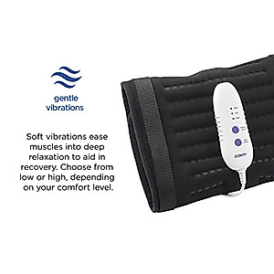 Conair Comfort Vibrating Heating Pad for Back Pain Relief, Heating Pad for Neck and Shoulder, Menstrual Heating Pad for Cramps, Large Size 12 inch x 23.5 inch, 3 Heat Settings w/ Auto Off