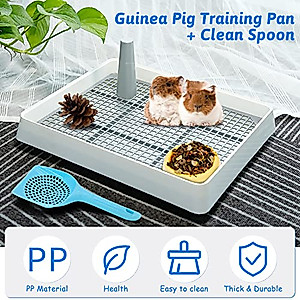 Tfwadmx Guinea Pig Litter Pan with Grid Large Rabbit Litter Box Small Animal Potty Trainer Bunny Corner Tray Toilet with Scoop for Chinchilla Guinea Pigs Ferret Hedgehog