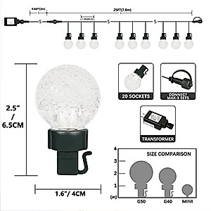 MuDay Outdoor String Lights 34.84 Feet G40 Globe Patio Lights - LED String Lights 20 Waterproof Shatterproof Hanging Outdoor Lights for Patio Outside Garden Backyard Party Camper Balcony(Warm White)