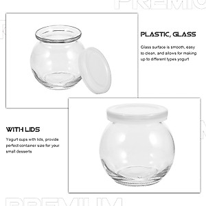 Hemoton 2pcs spherical pudding bottle glass honey bottles glass candy jars yogurt jars with caps yogurt storage glasses nuts jars mason jar glasses glass pudding jars with cover plastic