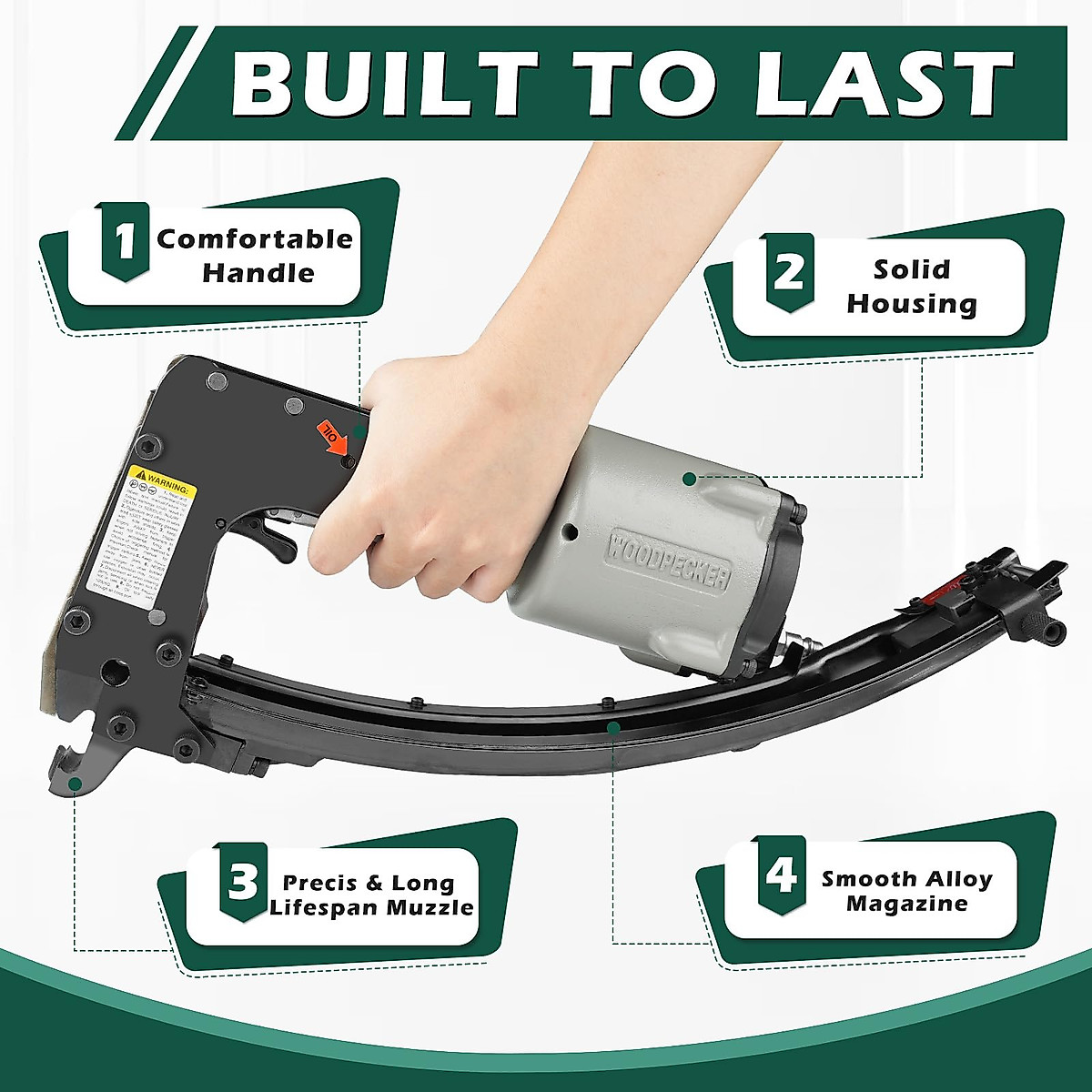 Woodpecker AM66T Pneumatic Clinch Clip Clipper Vertex Fastening Air Power Clinching Tool Hartco Clipper Industrial Clip Tool Gun Clipper Gun for Spring Mattress, Car Seat (AM66T)