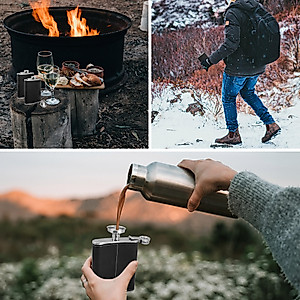 2 Pack 8 oz Leather Hip Flasks for Liquor for Men,Stainless Steel Hip Flasks with Funnel for Wedding Party, Leather Black Flasks for Liquor