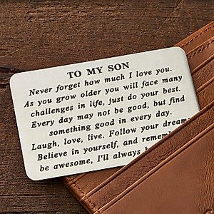 YYQX Son Gifts from Mom To My Son Wallet Card Inspirational Encouragement Graduation Birthday Back To School Gifts for Son Boys Men