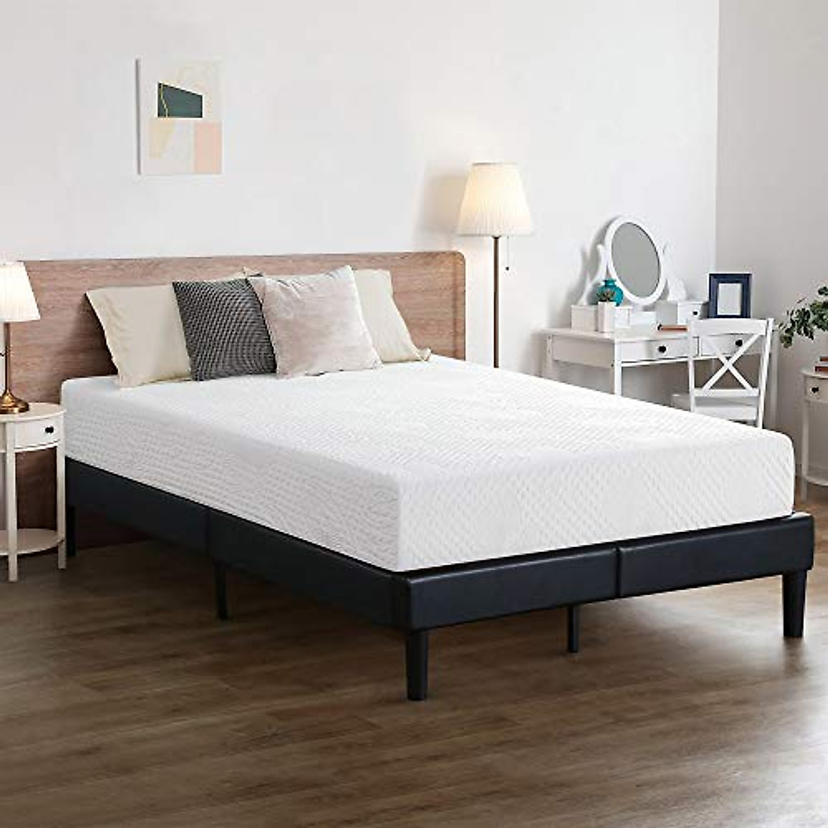 Olee Sleep 14 inch Metal Platform, Twin, Black, Anti Slip, Sturdy Construction & 6 inch Ventilated Multi Layered Memory Foam Mattress