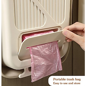 PEFWO Hanging Kitchen Trash Can, Collapsible Trash Can for Kitchen, 2.1 Gallon Foldable Waste Bin for Kitchen/Bathroom/Car (White)