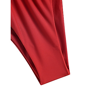 ZAFUL Womens Rib Ruched Bandeau Bikini Adjustable Tie Ruffle Cutout Sexy Swimwear Halter String Triangle Bikini Sets(2-Red, S)