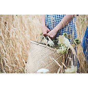 Creative Co-Op Beige Woven Seagrass Basket with Handles (Set of 2 Sizes)