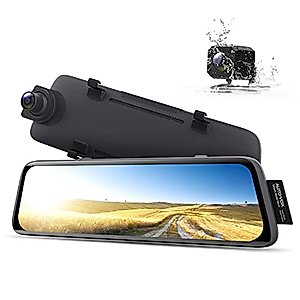 AUTO-VOX V5 Without Glare Mirror Dash Cam for Driving Safety, 9.35'' Full Laminated Ultrathin Touch Screen Rear View Mirror Camera, Dual 1080P Super Night Vision Backup Camera