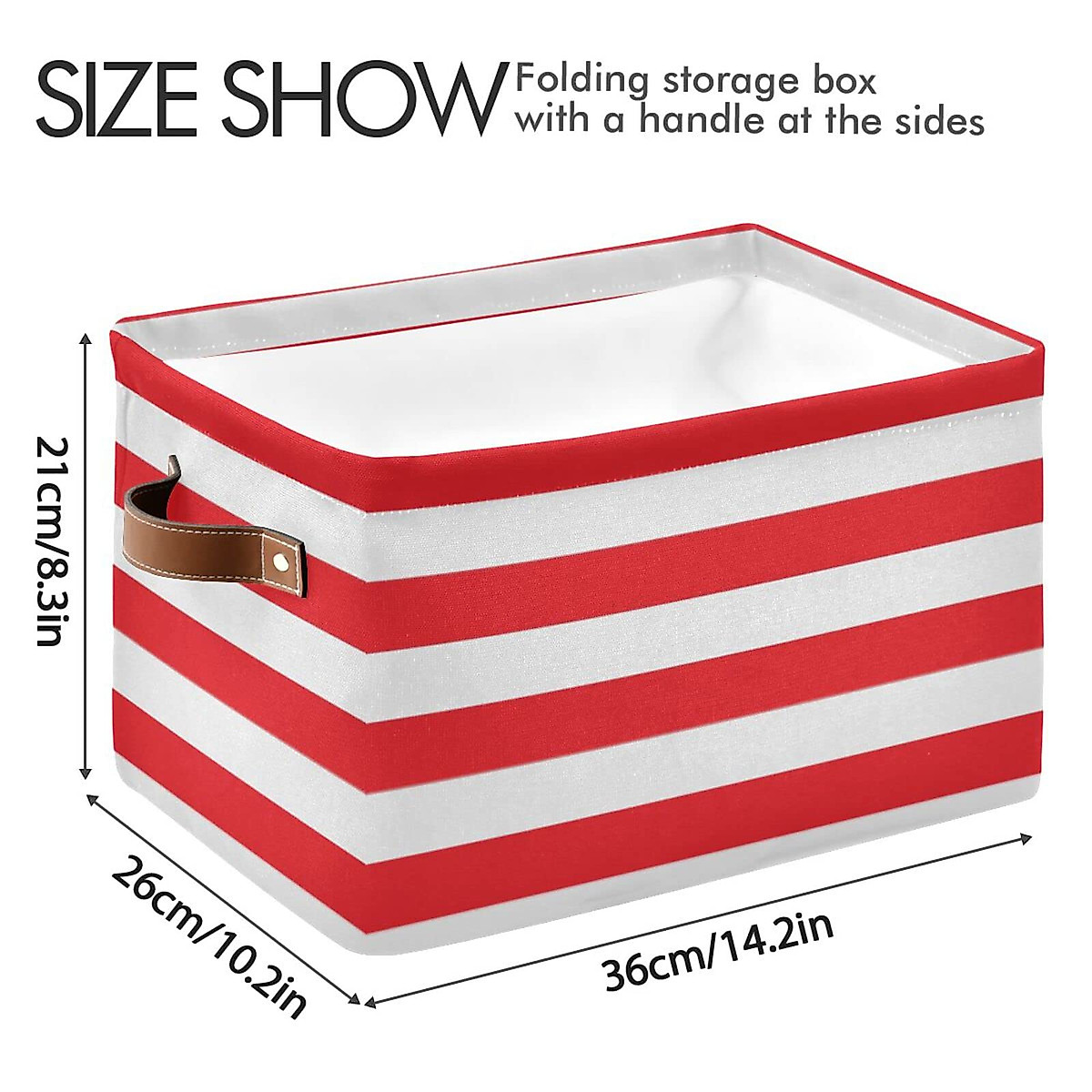 AHOMY Storage Basket Red and White Striped Cube Storage Bins Organizer Bag with Handles 2-Pack