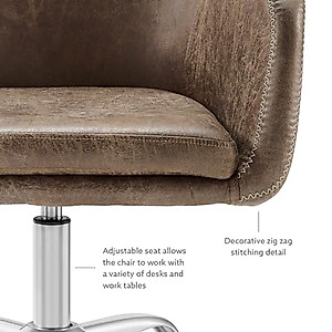 Linon Home Décor Brooklyn Silver Office Chair, Brown