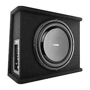 DS18 SB12A 12 Inches Shallow Subwoofer Enclosure with Built in Amplifier – Car Audio All in One Amplifier and Subwoofer Bass Package 700 Watts Power – Great Stealth Car Subwoofer in Box with Amp