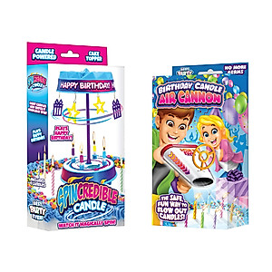 BEST PARTY EVER! Spincredible Candle, Singing Candle-Powered Spinning Cake Topper with Birthday Candle Air Cannon, Safe Fun Way to Blow Out Birthday Candles