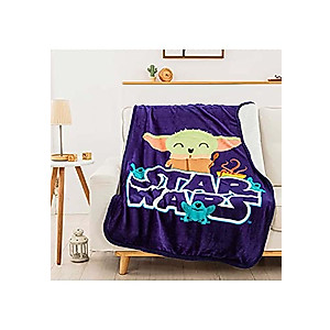 Northwest Star Wars - The Mandalorian Silk Touch Sherpa Throw Blanket, 40" x 50", Snack is The Way
