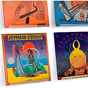 Hudson Hi-Fi LP Vinyl Record Wall Display Shelf - Display Your Favorite LP Records in Style (4 Pack, Cleay Acrylic)