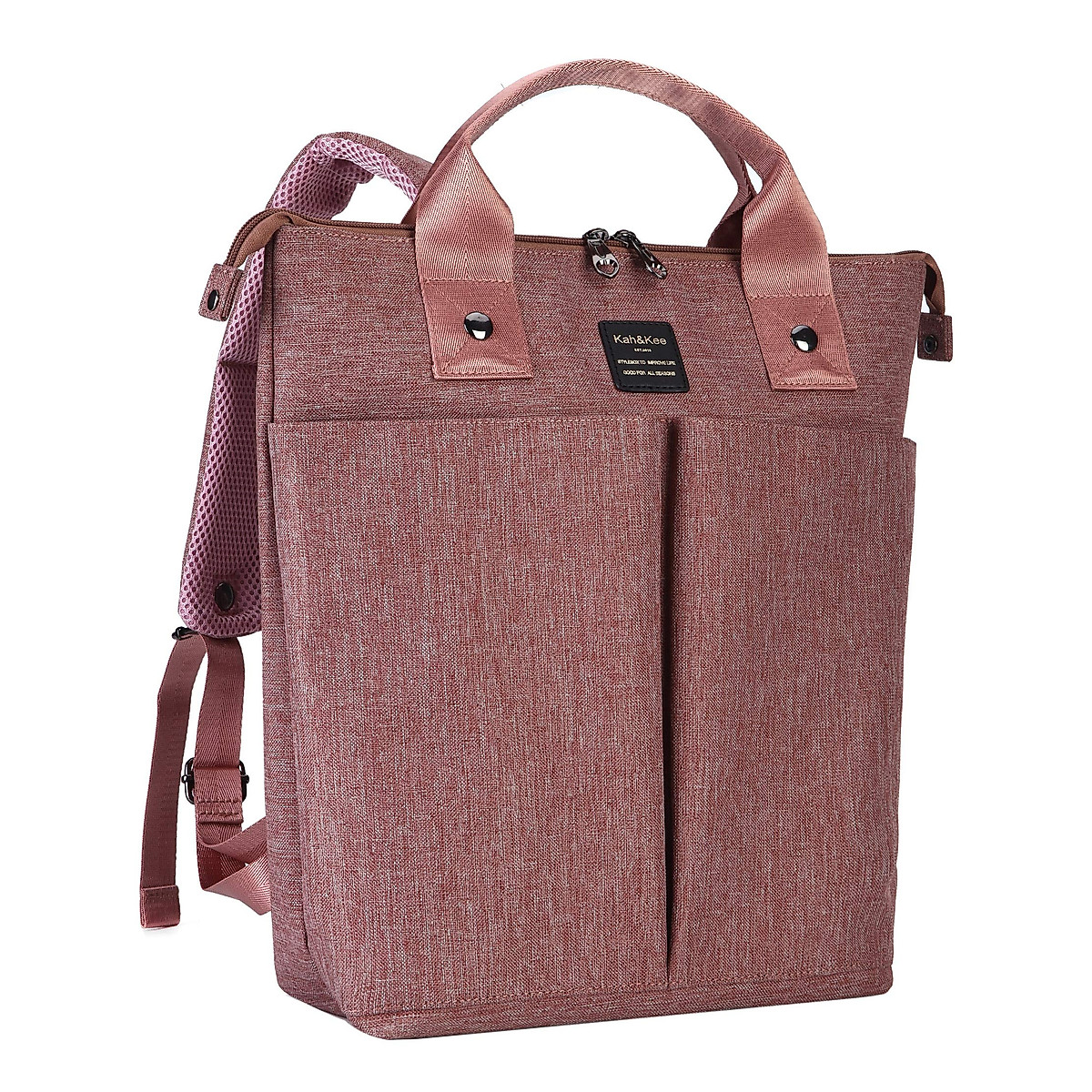 Kah&Kee Convertible Laptop Backpack and Tote Bag Handbag Computer Compartment Travel School for Women Man (Antique Pink)