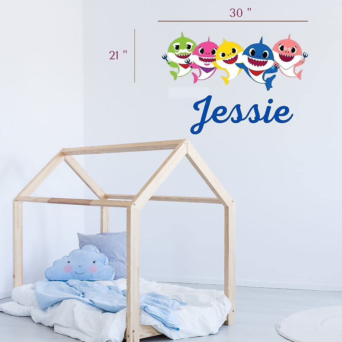 Shark Multiple Font Custom Name and Initial Nursery Wall Decal Vinyl Sticker | Home Décor | Custom Kids Room Decal | Bedside Decals | Children’s Room| Car | Laptop