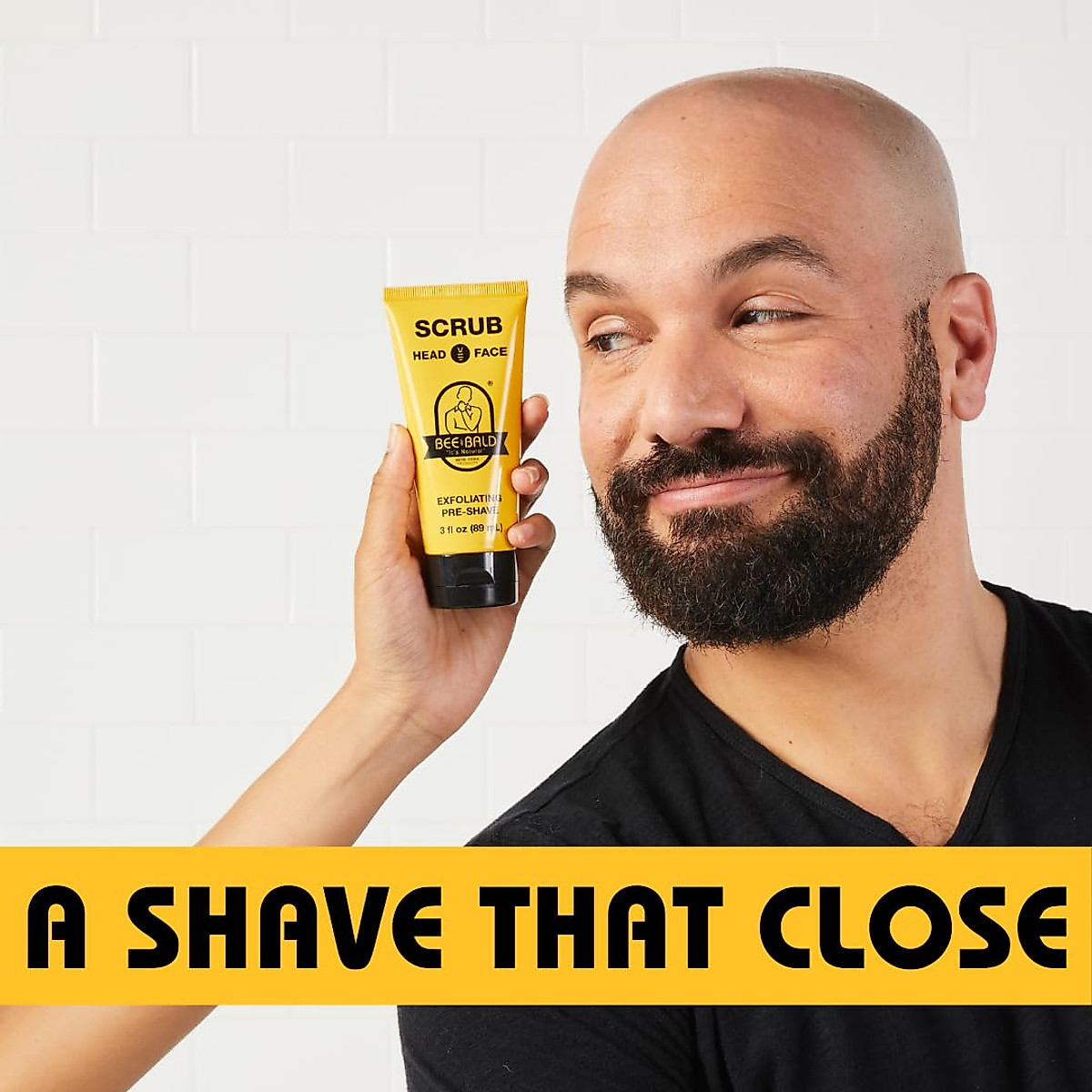 Bee Bald SCRUB Exfoliating Pre-Shave for Deep Cleans & Removing Pore Clogging Dirt, Oil & Dry Flaky Skin. Prepares You For a ‘Super Close Shave’, 3 Fl Oz