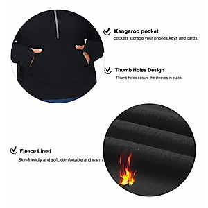 THE GYM PEOPLE Women’s Hoodies Half Zip Long Sleeve Fleece Crop Pullover Sweatshirts with Pockets Thumb Hole Black