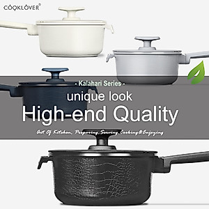 2QT Ceramic Sauce Pan with Lid, Non-Toxic, PTFE&PFOA Free, Induction Compatible, Multipurpose Handy Small Saucepan Nonstick with Heat Resistant Handle (Cream White)