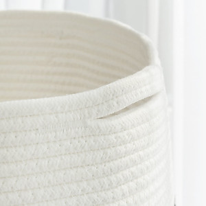 Rope Storage Basket with Handles Large, Cotton Woven Blanket Basket Nursery Hamper Bin, 16" x 16" x 14" Organizer for Toys, Laundry, Books and Baby Blankets