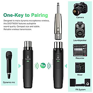 Rybozen Microphone Wireless System,2.4GHz Wireless Mic Adapter,Rechargeable Wireless XLR Transmitter and Receiver Compatible for Dynamic Microphone Audio Mixer, PA System and DSLR Camera, Black