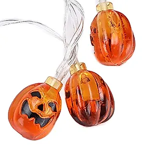 Halloween Lights 3D Acrylic Pumpkin Lantern String Lights Battery Powered Holiday Lights for Halloween Party Indoor Fall Outdoor Harvest Thanksgiving Halloween Decorations