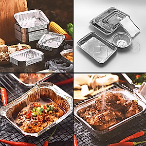 Mriuuod 30Pack 7x4 Disposable Aluminum Foil Pans w Lids, 0.65LB Recyclable Baking Pan, Takeout Pans, Tin Foil Pans, Rectangle Trays Bakeware, Cookware for Caterers Roasting Heating