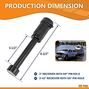 Trailer Hitch Locks, Hitch Lock with 5/8'' Dia 3-1/2” Long Pin Fits Class III IV 2"& 2-1/2" Hitches, Trailer Hitch Lock with Anti-Rattle O-Rings for Trailer Truck Car Boat (1 Pack)