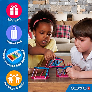 Geomag Classic Panels 114-pc Magnetic Construction Set for Kids Ages 5 and Up | Swiss-Made STEM Educational Toy Made from 100% Recycled Plastic | Screen-Free Activity