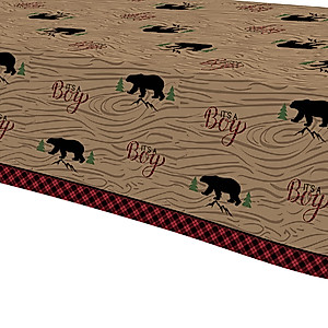 Xigejob Lumberjack Baby Shower Tablecloth Decorations - Disposable Lumberjack Baby Boy Table Cover, Buffalo Plaid Wild Bear Adventure Theme Its a Boy Supplies Table Cloth - 2 Pack (54in x 108in)