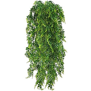 XHXSTORE 3.77 Ft Long Artificial Hanging Plants 2pcs Boston Ferns Faux Ivy Vines UV Resistant Outdoor Plastic Plants for Summer Garden Indoor Home Wall Party Garland Office Decor