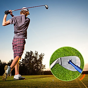 Replaceable Golf Club Groove Sharpener Groove Cleaner with 6 Blade Cutter for All Irons Pitching Sand Lob Gap and Approach Wedges and Utility Clubs, Re-Grooving Cleaning Tool Accessories (Blue)