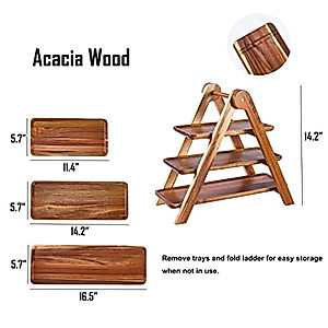 Noriginalic 3 Tier Serving Tray Acacia Wood Serving Tray for Party Charcuterie Boards Fruit Bowl Cupcake Stand