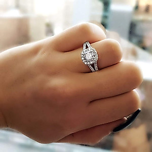 2.3 Carat (ctw) Bridal Set 5A Cubic Zirconia engagement rings for women Platinum Plated Silver ring Cubic Zirconia rings -6