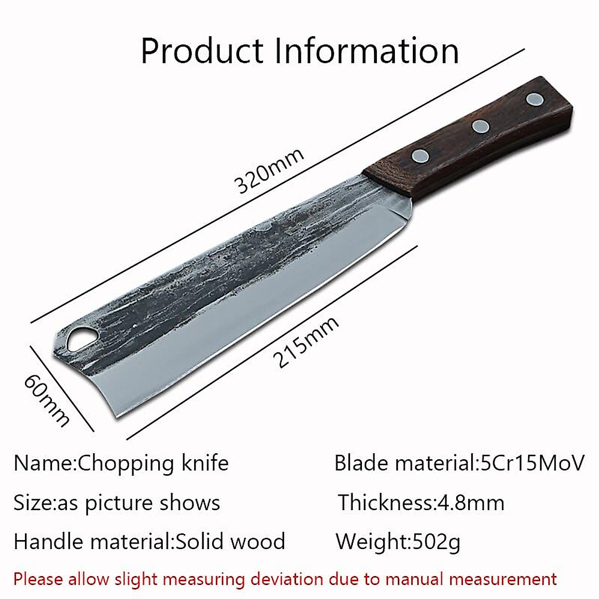 Meat Cleaver Knife, Hand forging Bone Chopping knife Kitchen Chef Butcher Knives with Wood Handle Chinese Knife Cleaver Cutting Outdoors Tools