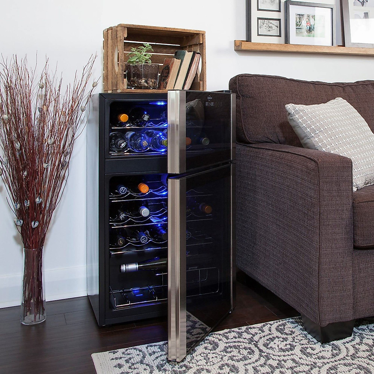 Koolatron 29 Bottle Wine Cooler Refrigerator Dual Zone Compressor Wine Fridge Freestanding for Red White Sparkling Wine Cellar Ideal for Home Bar Kitchen Apartment