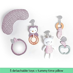 Ingenuity Cozy Spot Reversible Duvet Activity Gym & Play Mat with Wooden-Toy-bar - Calla (Pink), Newborn and up