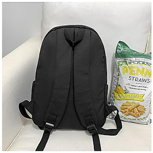 Cute Y2K Backpack Daily Use, Kawaii Aesthetic Harajuku Durable Shoulder Bag Daypack Bookbag Hiking Travel Backpack (black)